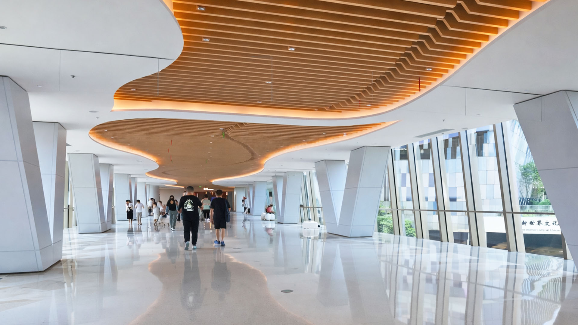 This modern mall impresses visitors with its elegant corridor design