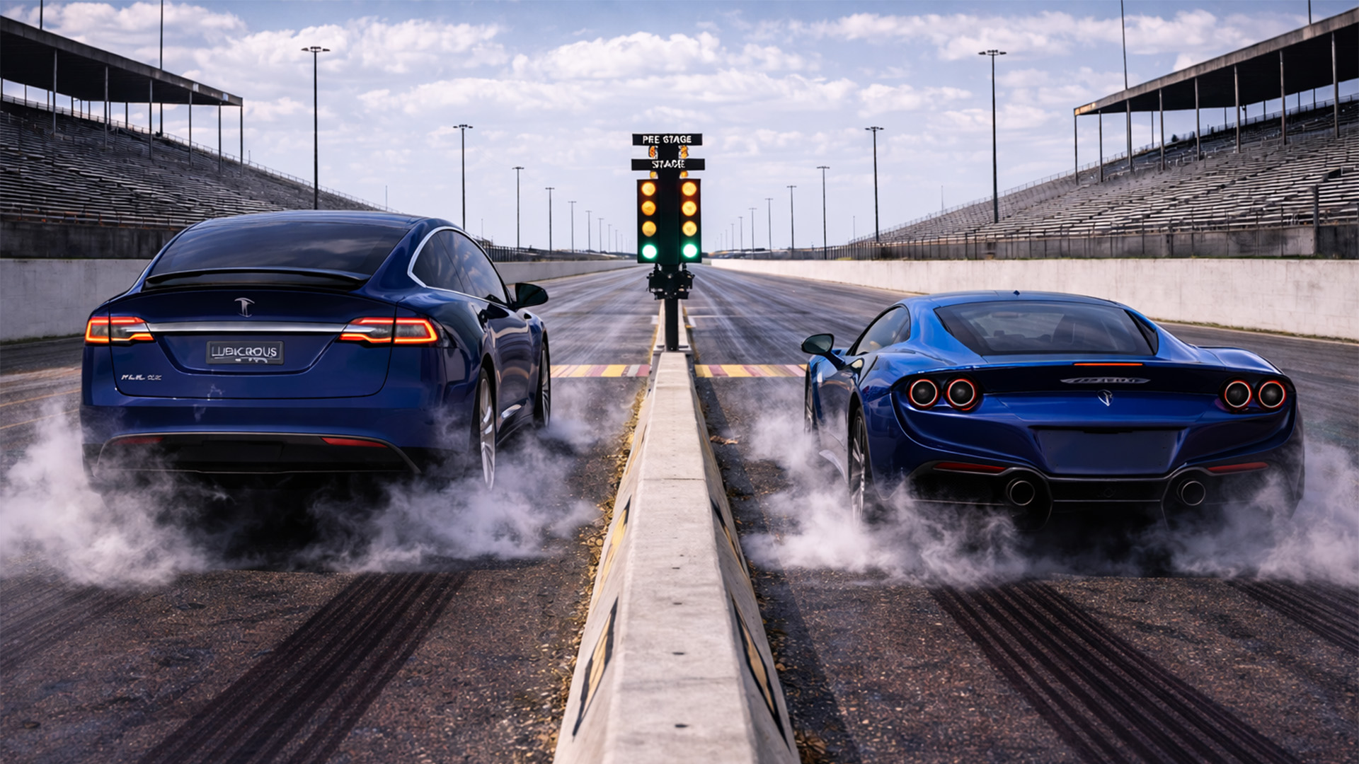 1,020 HP Tesla Model X Plaid vs 900 HP Ferrari F8 drag race