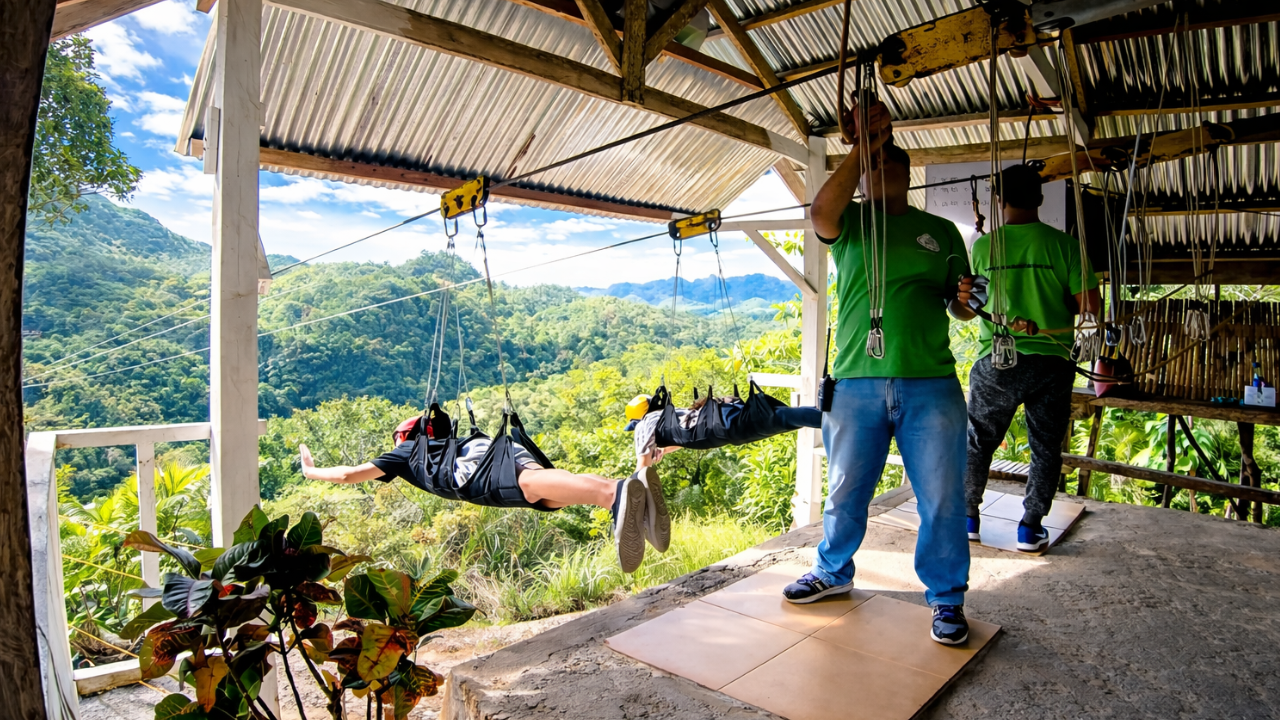 1 km Zipline-Fahrt im Bohol Adventure Park auf den Philippinen (4K)