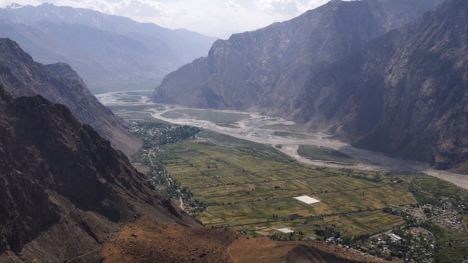 Farming land hidden deep inside a mountain valley