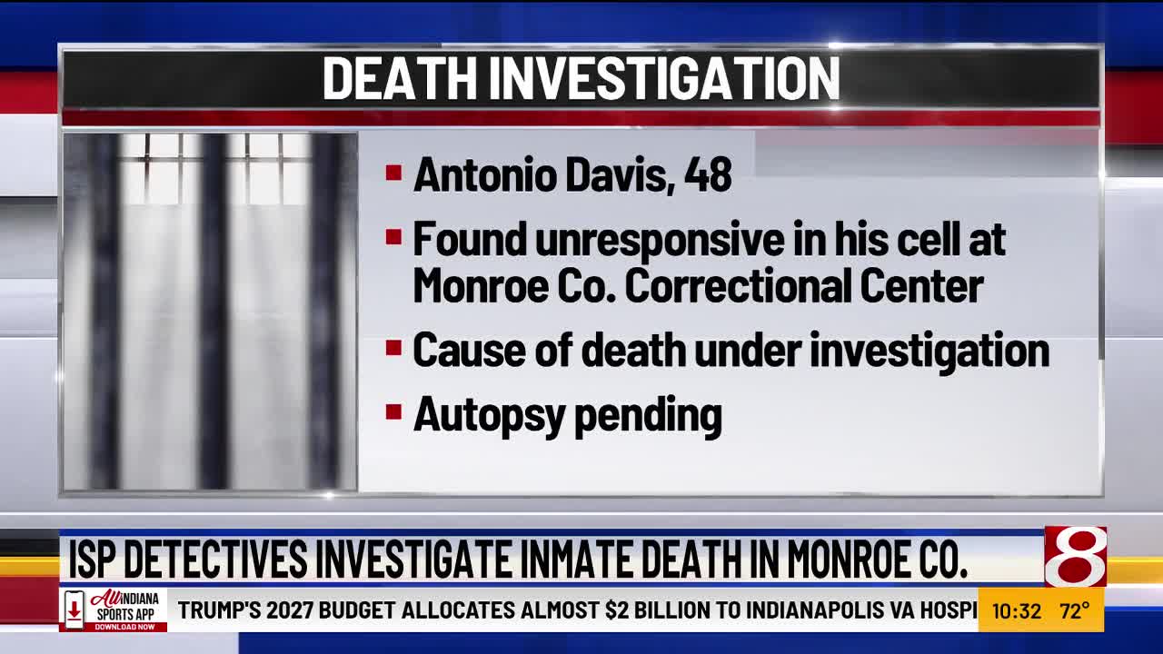 Indian state police say unresponsive inmate dies at Monroe County jail