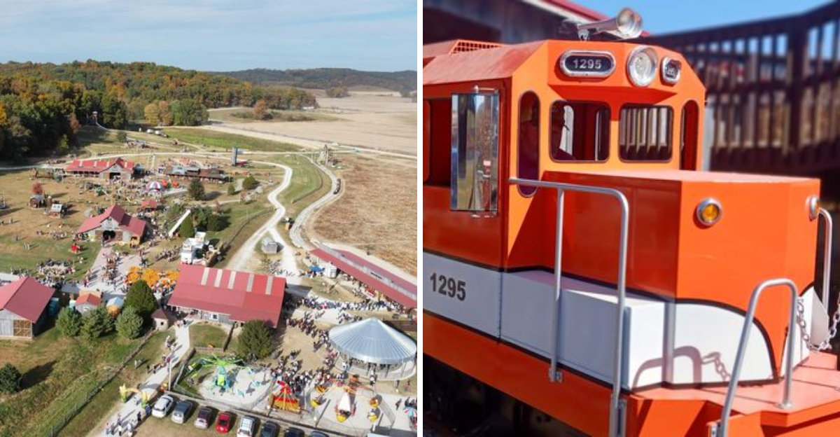 This Indiana farm features a real miniature train ride that travels ...