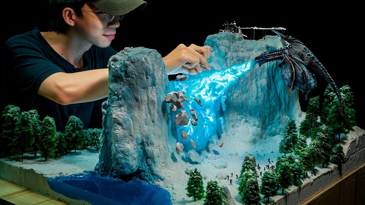 Epic Game of Thrones diorama: Night King & Ice Dragon battle build!