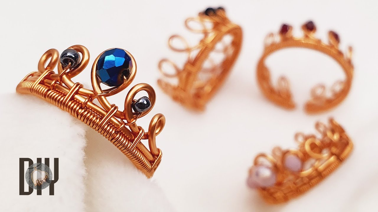 Crown | Simple rings | Small crystal | Bead with holes | Adjustable ...