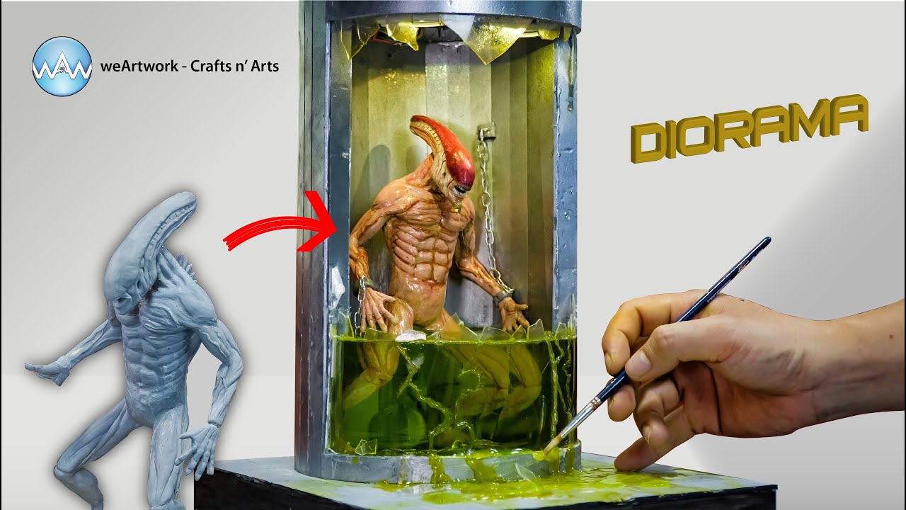 Creating a realistic alien creature sculpture: sculpting, painting ...
