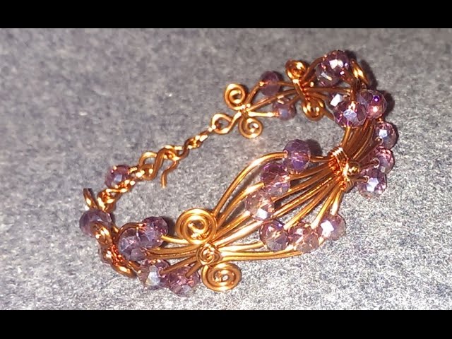 Wire bracelet with crystal beads - How to make wire jewelry 89