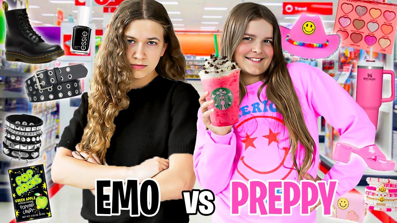 Emo 🖤 vs preppy 💗 shopping challenge!