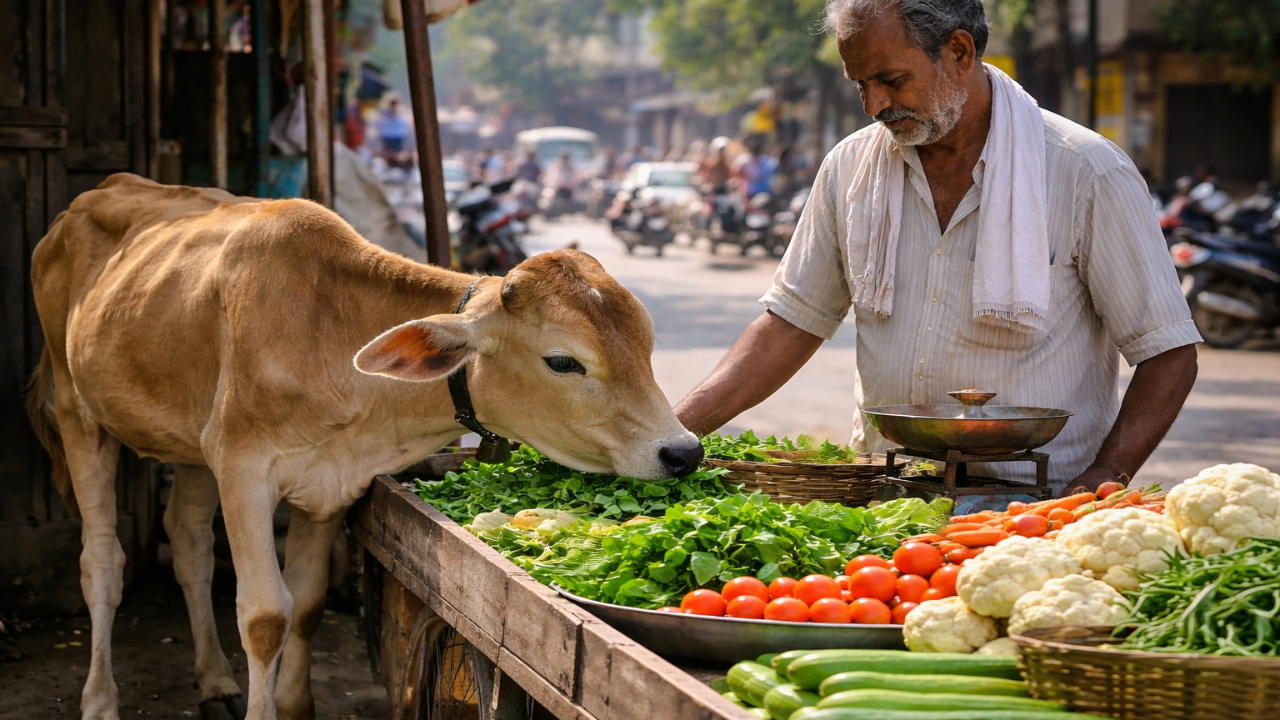 Vegetable vendor lets calf eat from stall, wins hearts online