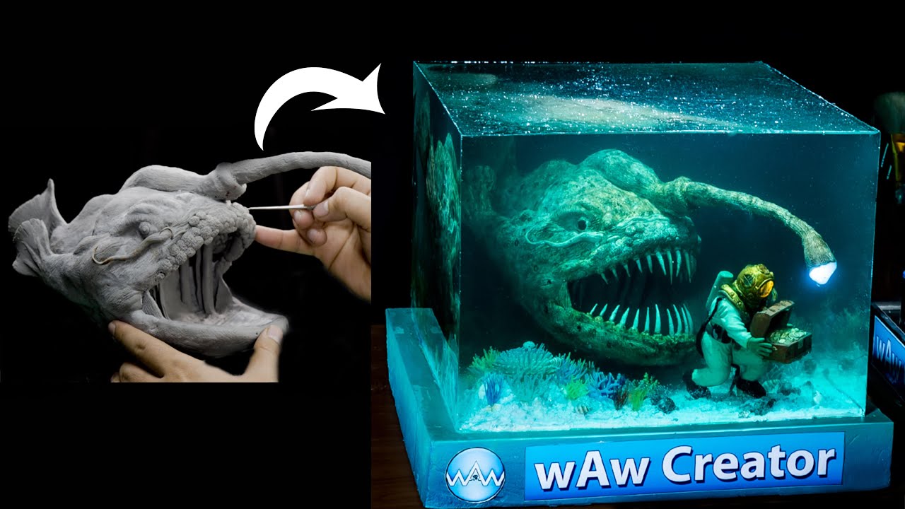 Making a stunning deep-sea diorama: Anglerfish & vintage diver step by ...