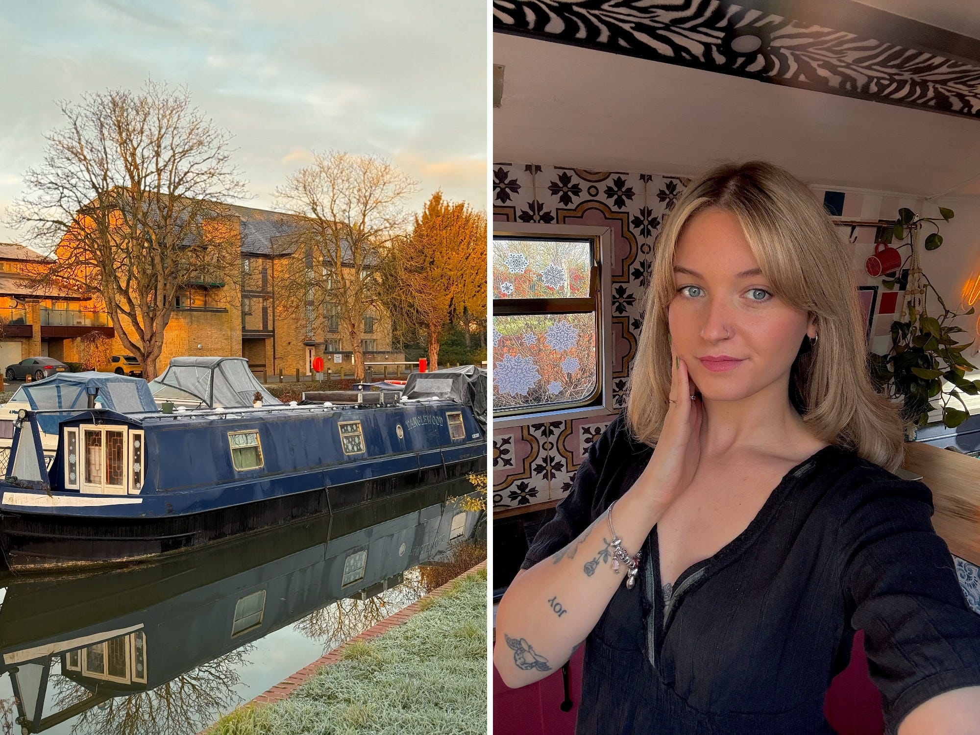 A woman lives in a 50-foot narrowboat she bought for around $40,000. It ...