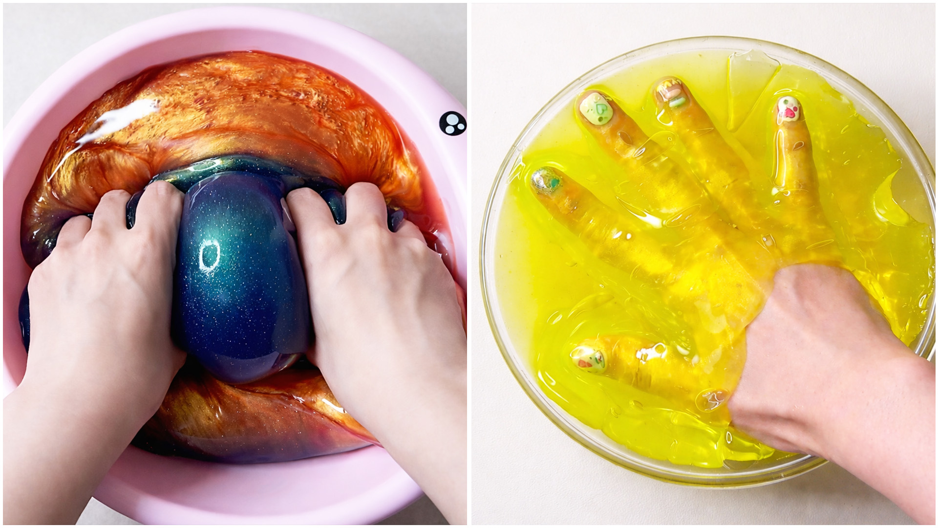 Satisfying slime stretch with vibrant color fusion