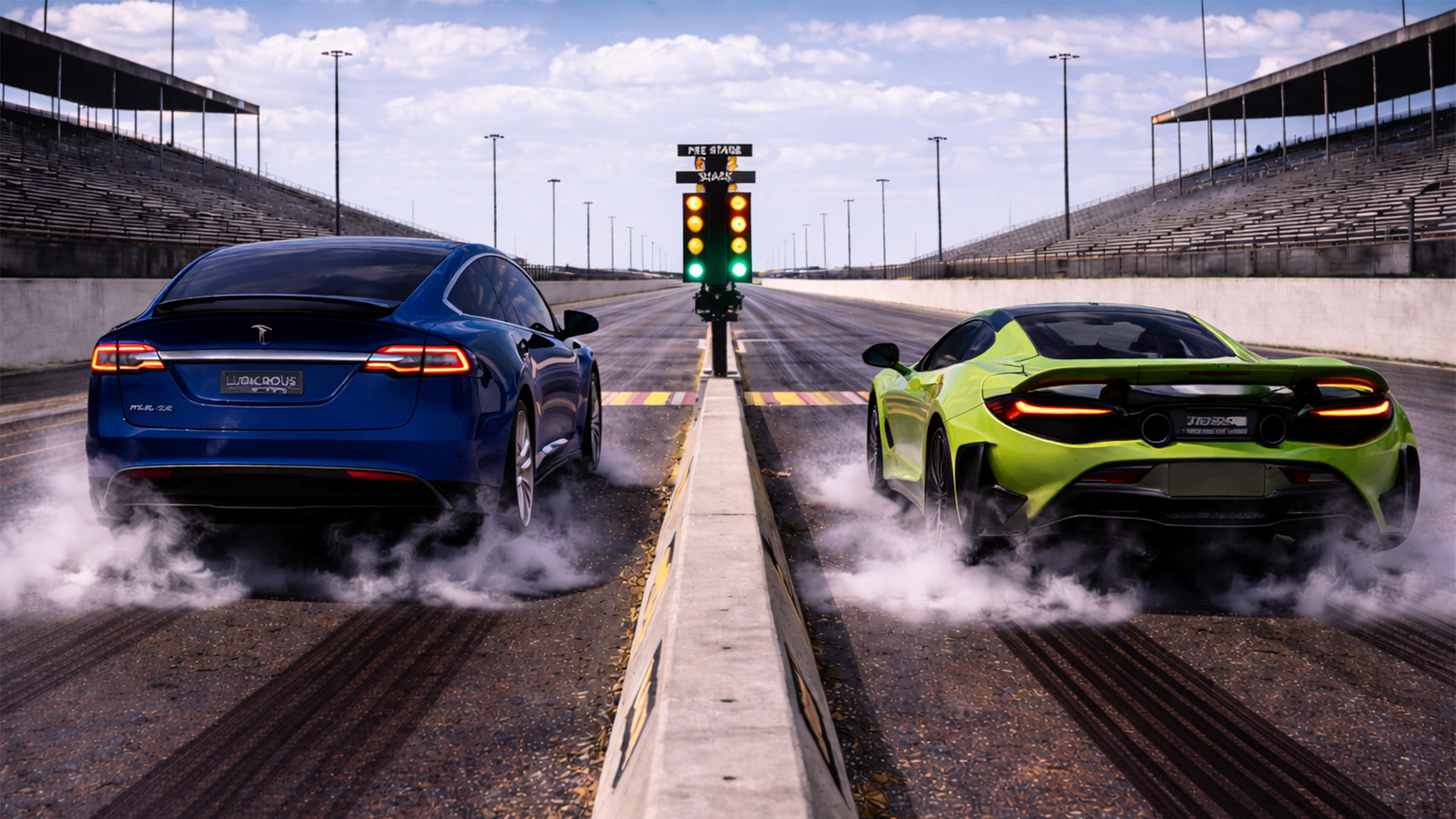 1,020 horsepower Tesla Model X Plaid vs McLaren 765LT Spider drag race