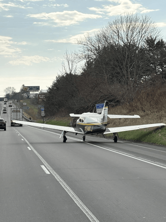 Plane makes emergency landing on I-78 in eastern Pa.