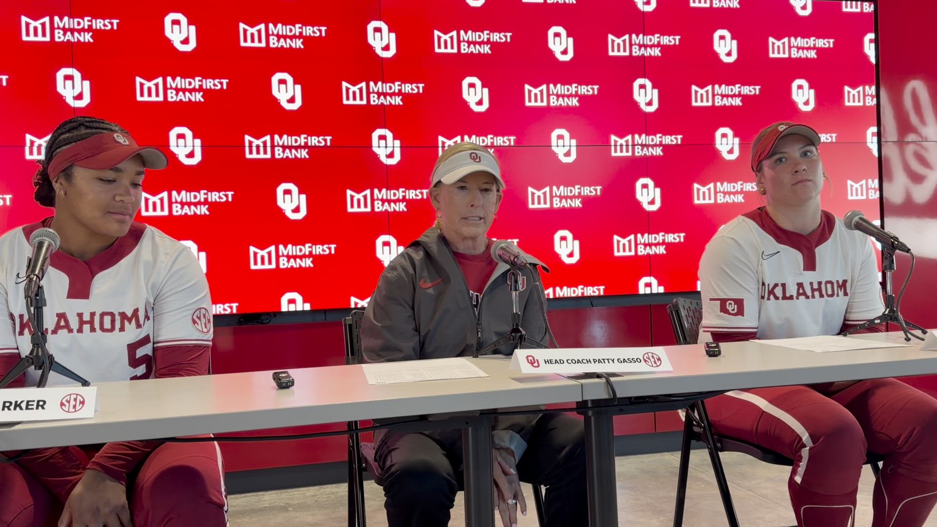 Oklahoma's Patty Gasso, Kendall Wells and Ella Parker after the Sooners ...