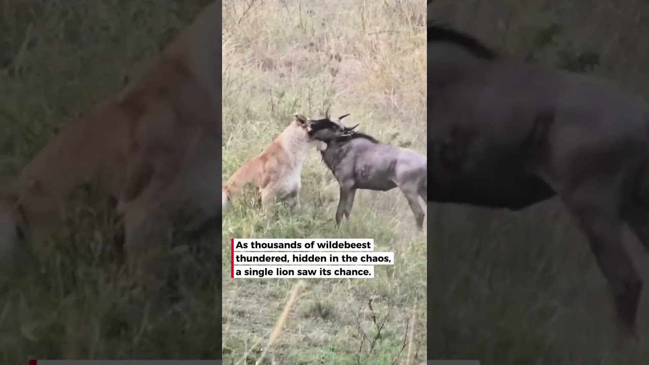 The rush of a lion's hunt: wildebeest edition