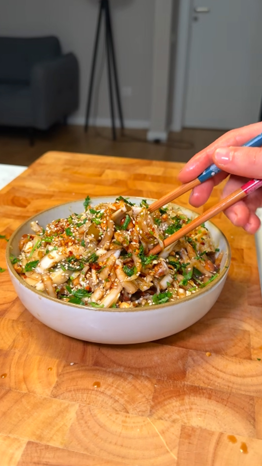 Vegan Asian cabbage salad with simple ingredients