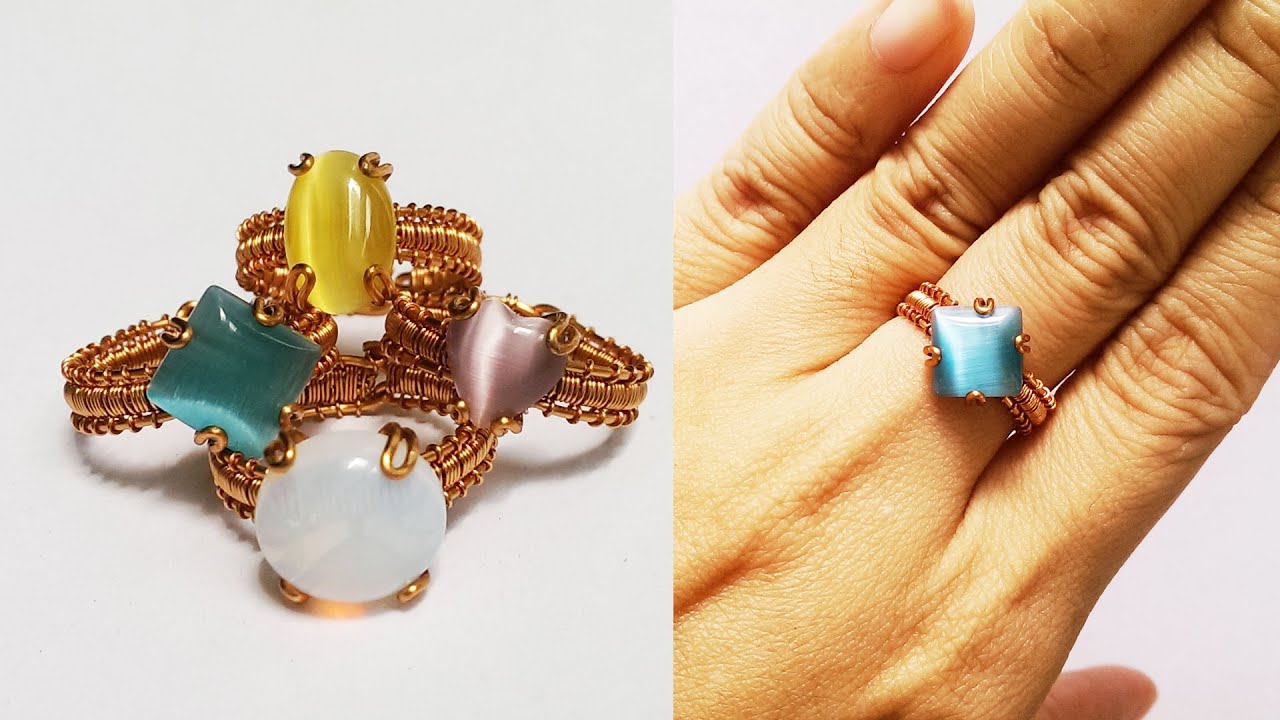Prong ring with small cabochon - How to make jewelry from copper 381