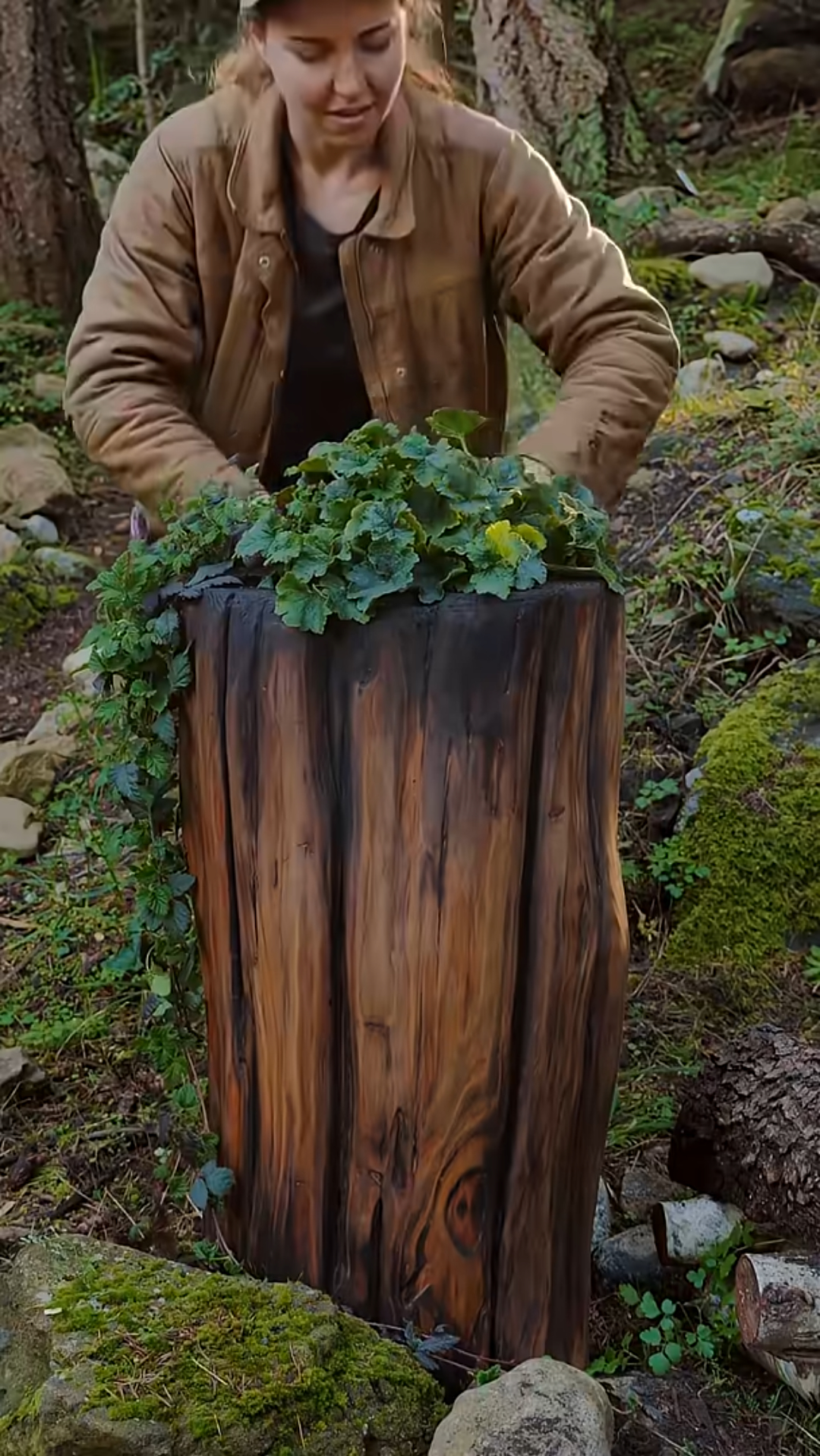 Turning rotten cedar into a plant pot