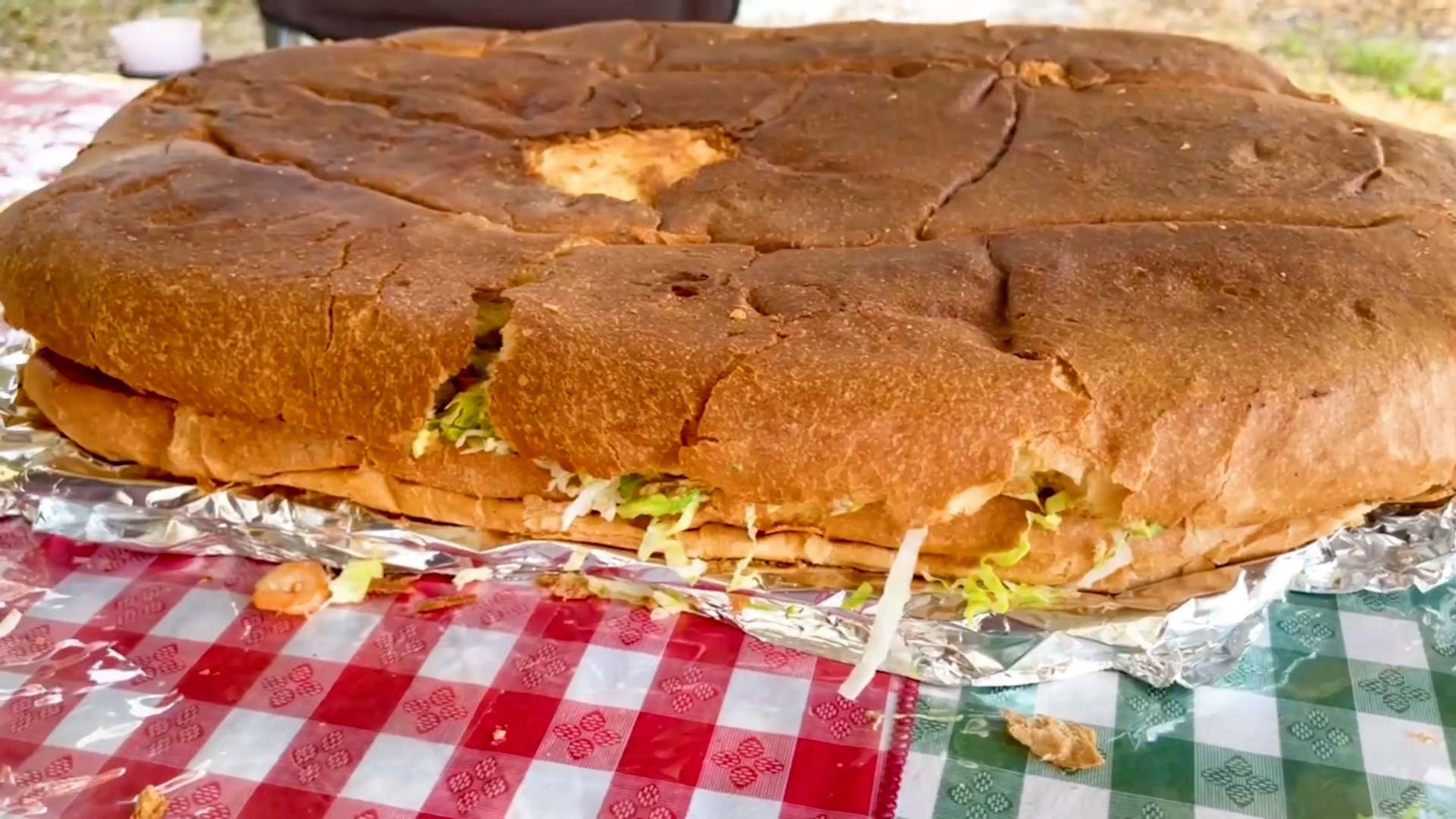 Two men attempt massive 12lb Mexican torta sandwich challenge