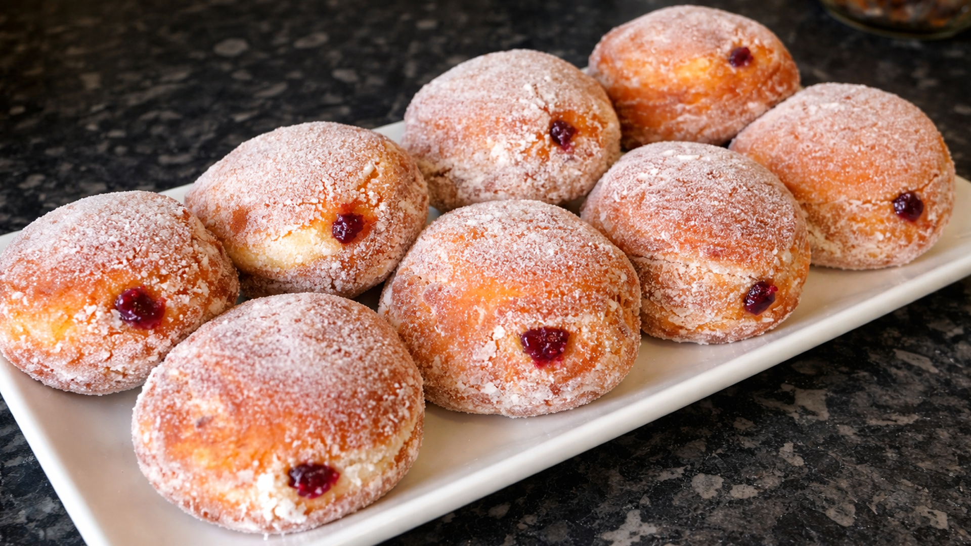 Jam doughnuts made from scratch at home