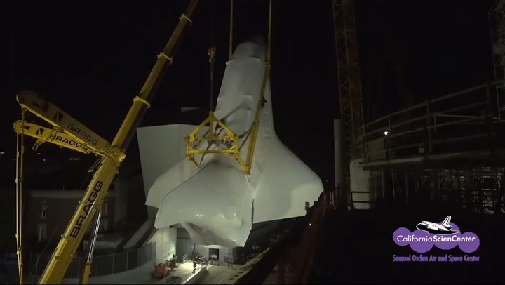 Space Shuttle Endeavour in a time-lapse stacking sequence