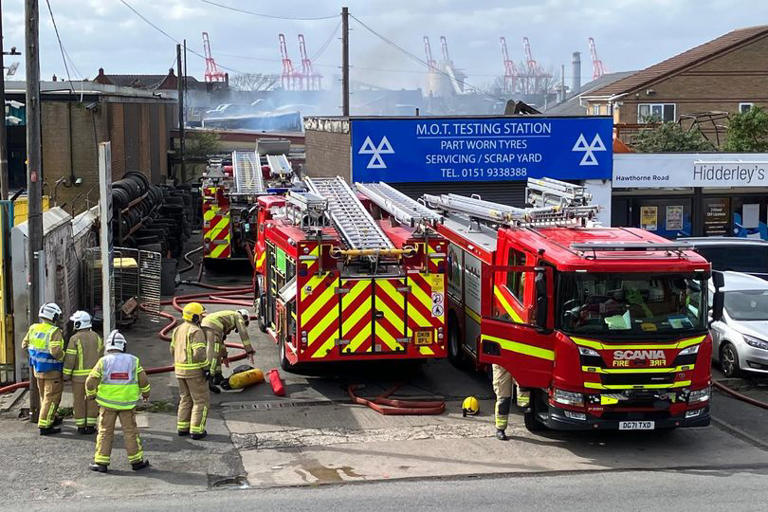 Black smoke spotted from Wirral as Bootle scrap yard goes up in flames