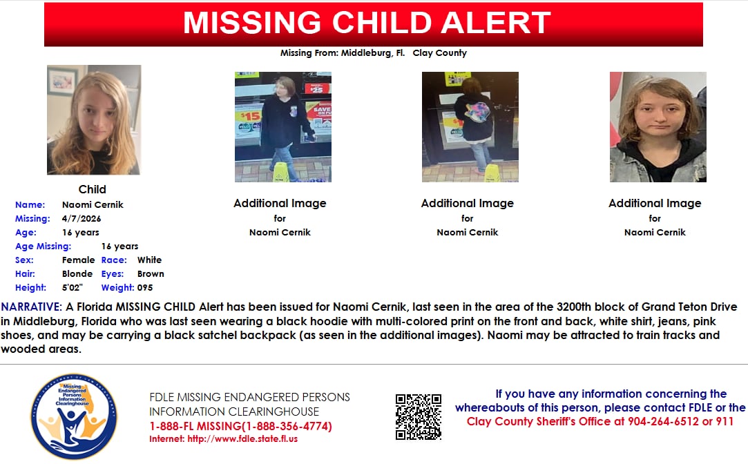 Missing child alert issued for Clay County teen