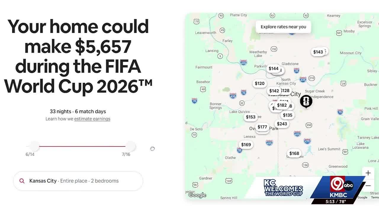 Airbnb calculator estimates World Cup rental earnings in Kansas City