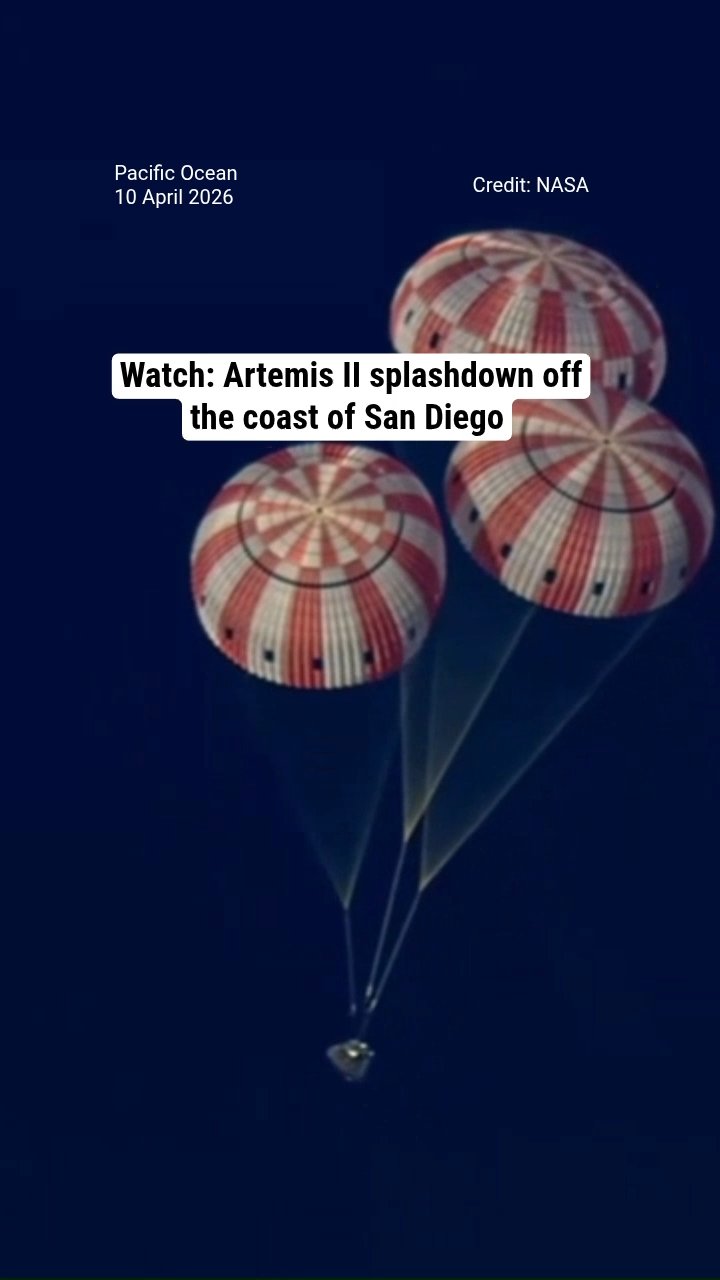 Watch: Artemis II splashdown off the coast of San Diego