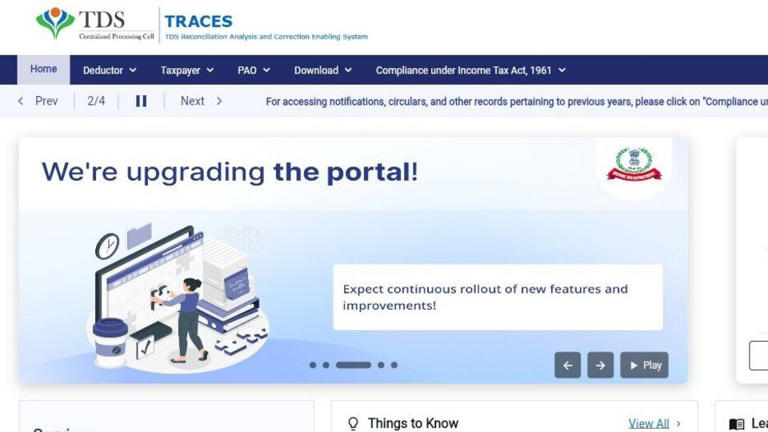 Income Tax dept launches new TDS TRACES portal for taxpayers: Here's ...