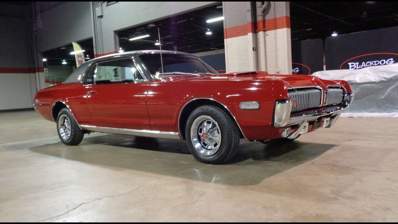 Cardinal red 1968 Mercury Cougar spotlight