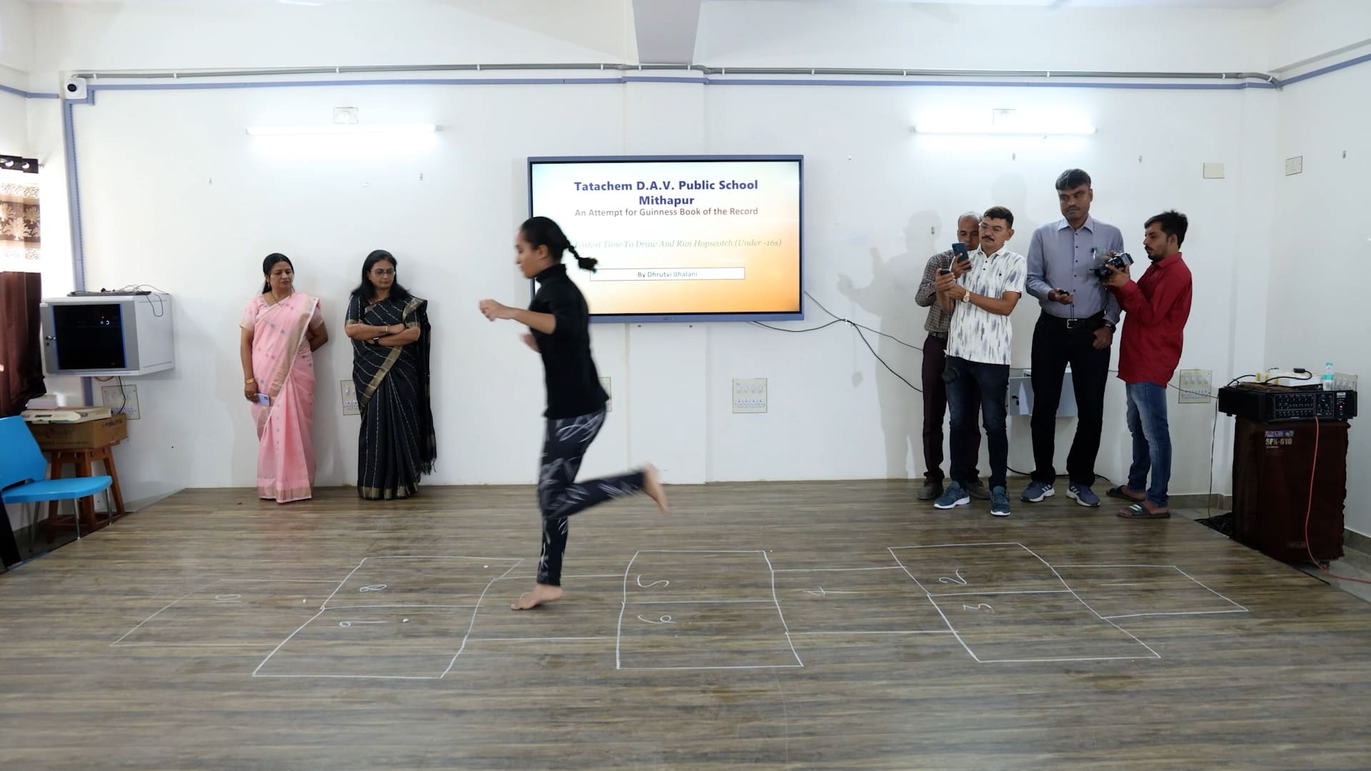 Fastest hopscotch run record by Dhrutvi Bhalani