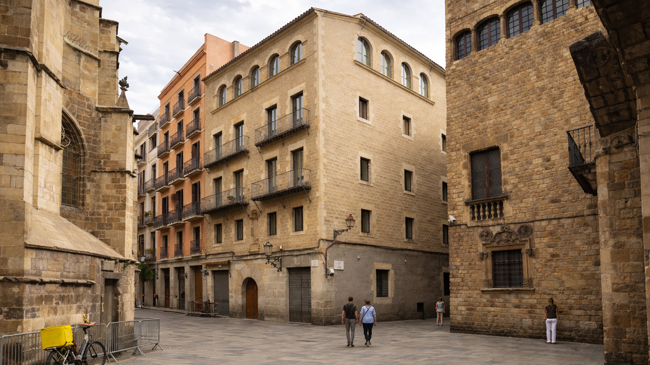A hidden square surrounded by historic buildings