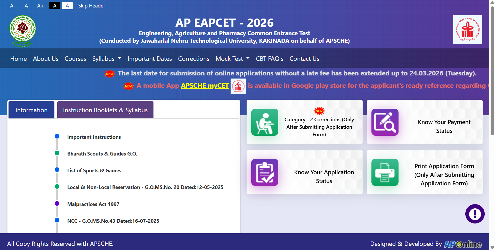 AP EAMCET 2026 application correction window opens at cets.apsche.ap ...