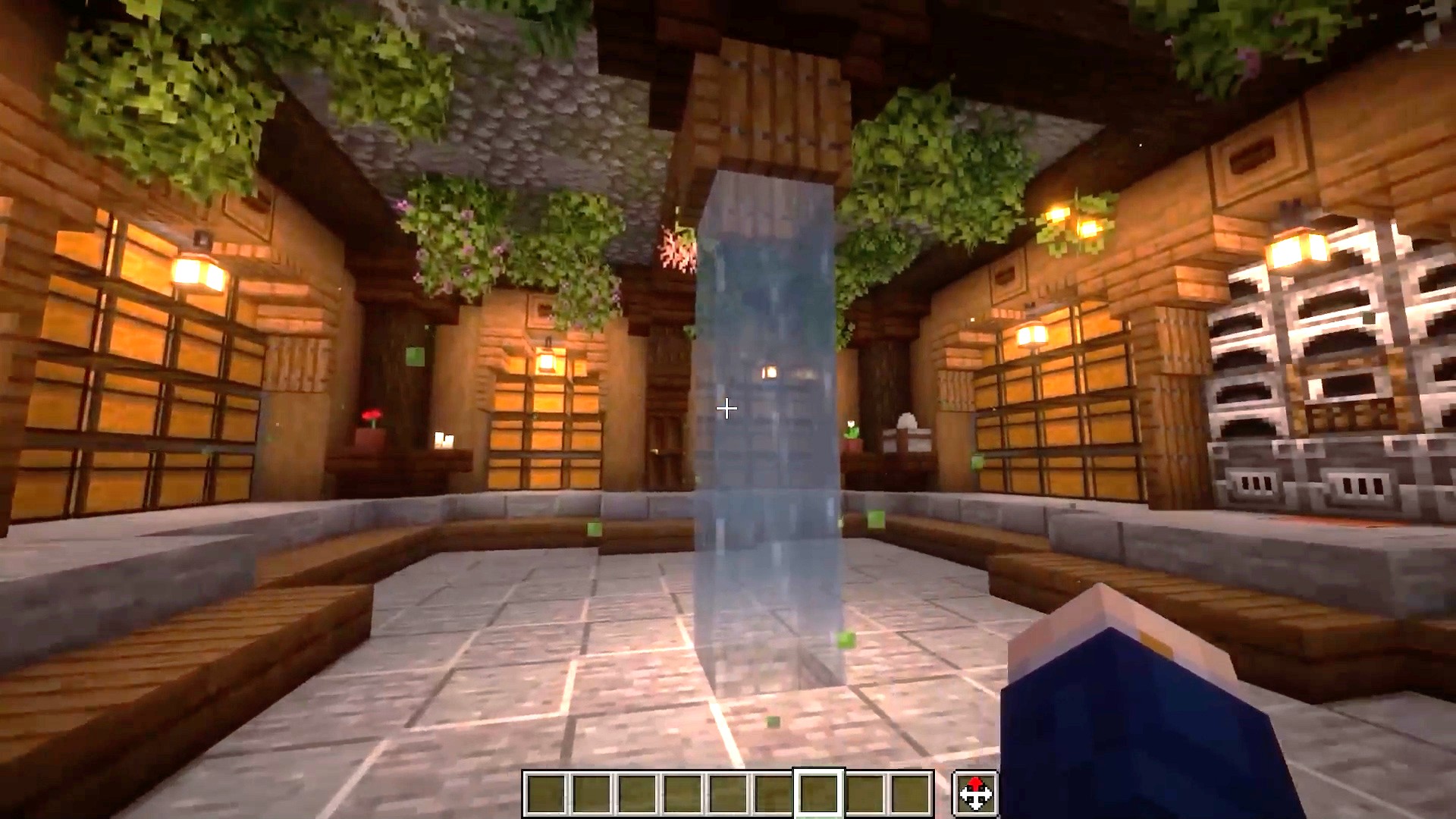 Design simple Minecraft hidden storage room using waterfall entrance