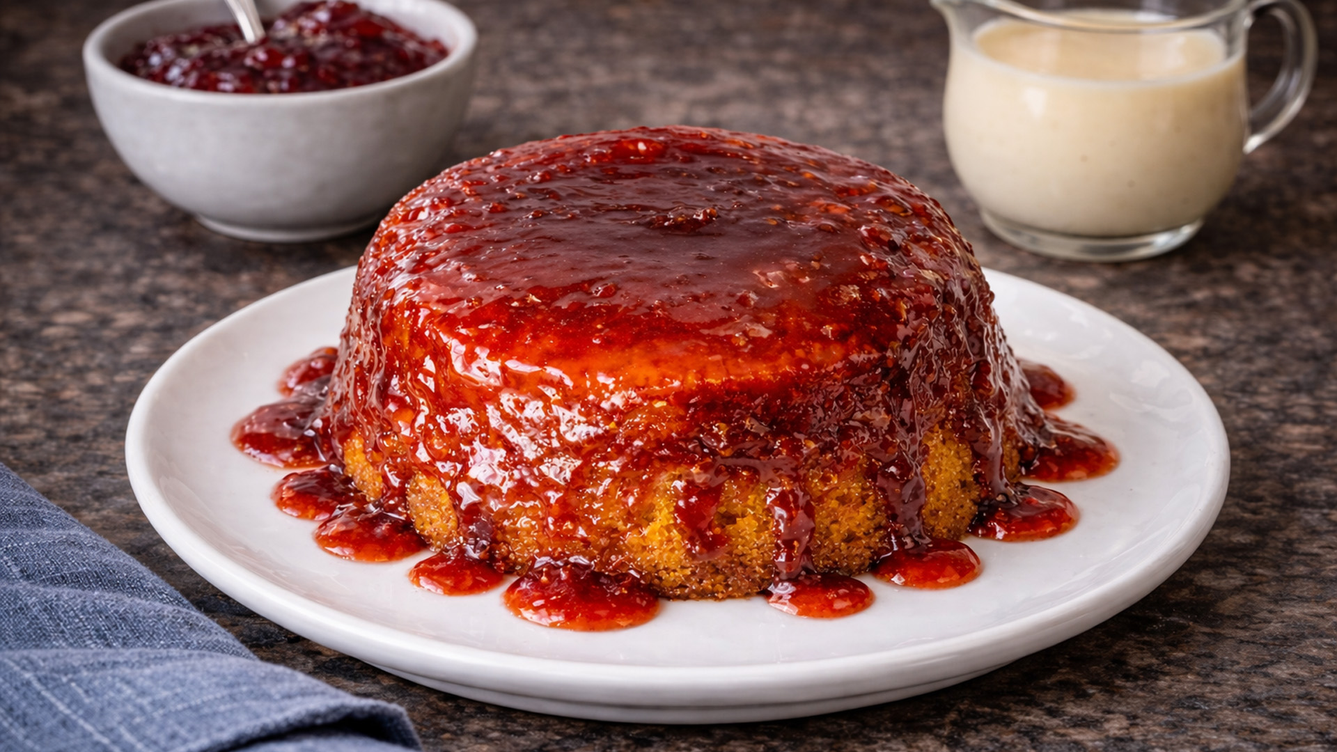 Traditional steamed jam sponge pudding recipe