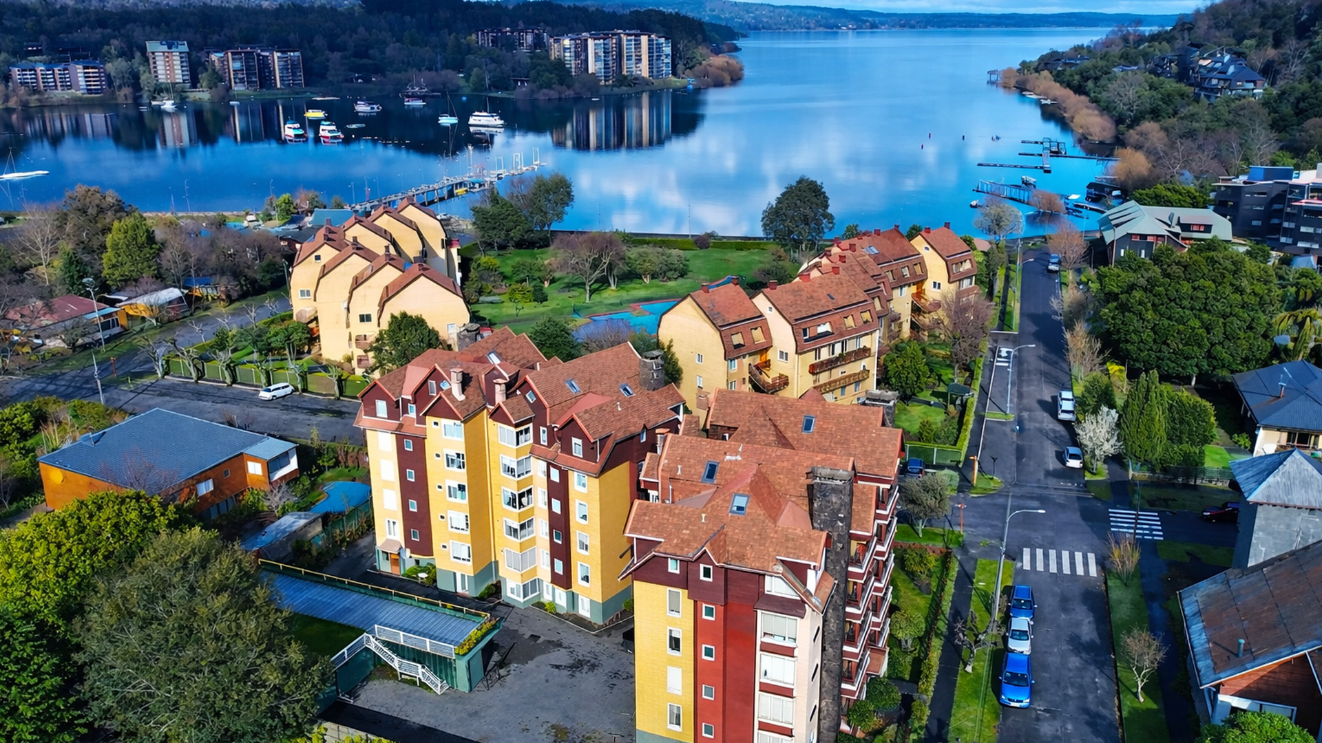 A remote lakeside community hidden between mountains