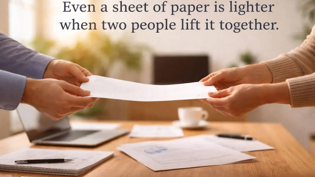 Korean proverb of the day: "Even a sheet of paper is lighter when two ...