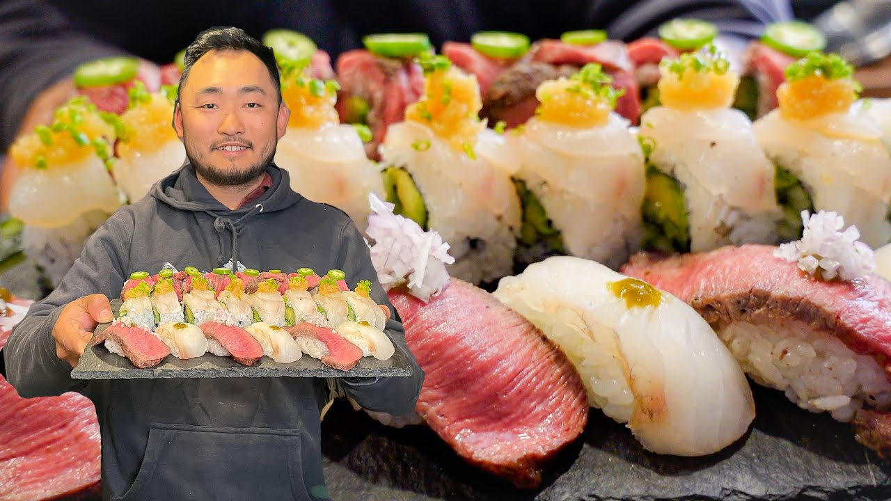 I grilled steak for the ultimate sushi plate 🍣🔥