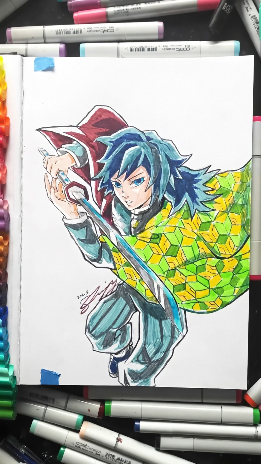 Drawing anime character using childhood art supplies