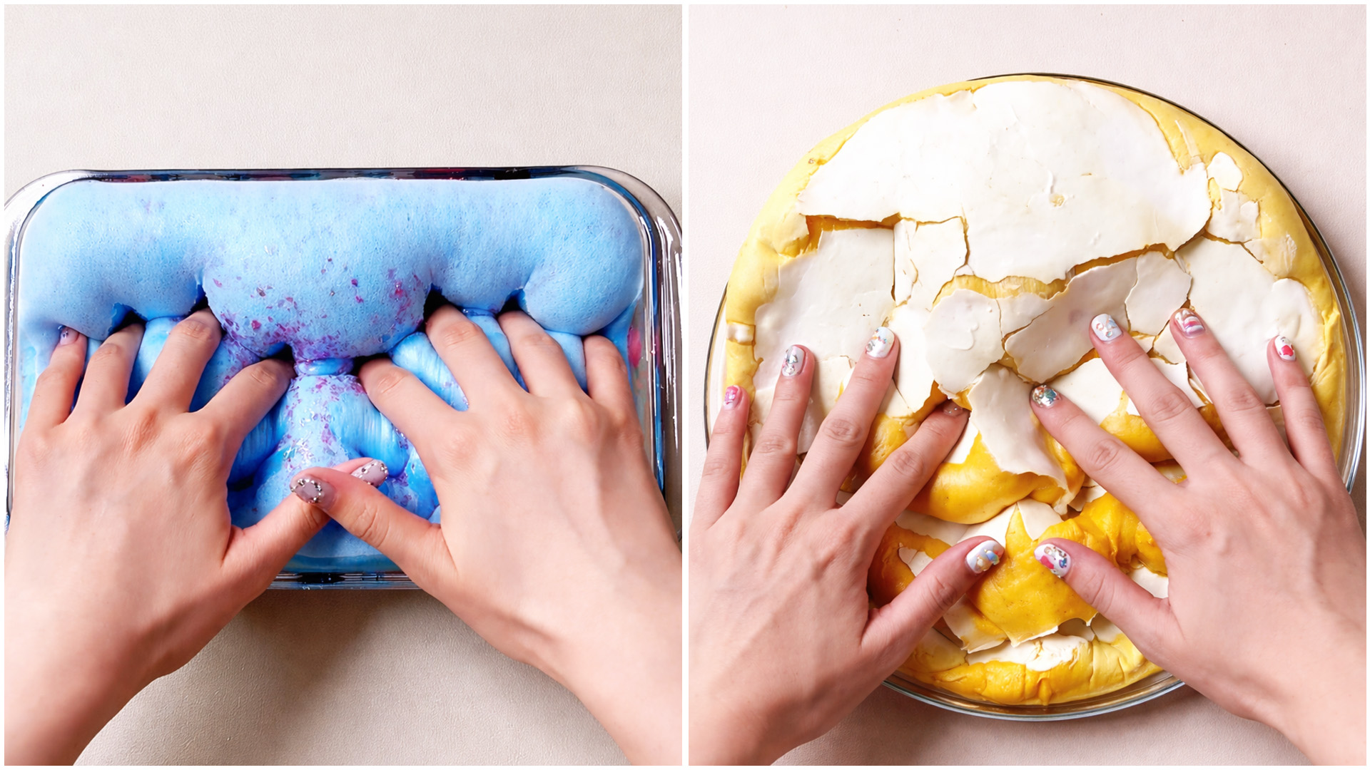 Smooth and crunchy slime texture transformation