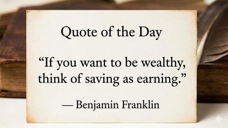 Quote of the day by Benjamin Franklin: 'If you want to be wealthy…'
