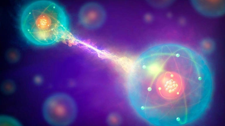 Quantum test shows entangled helium atoms act as if in 2 places at once