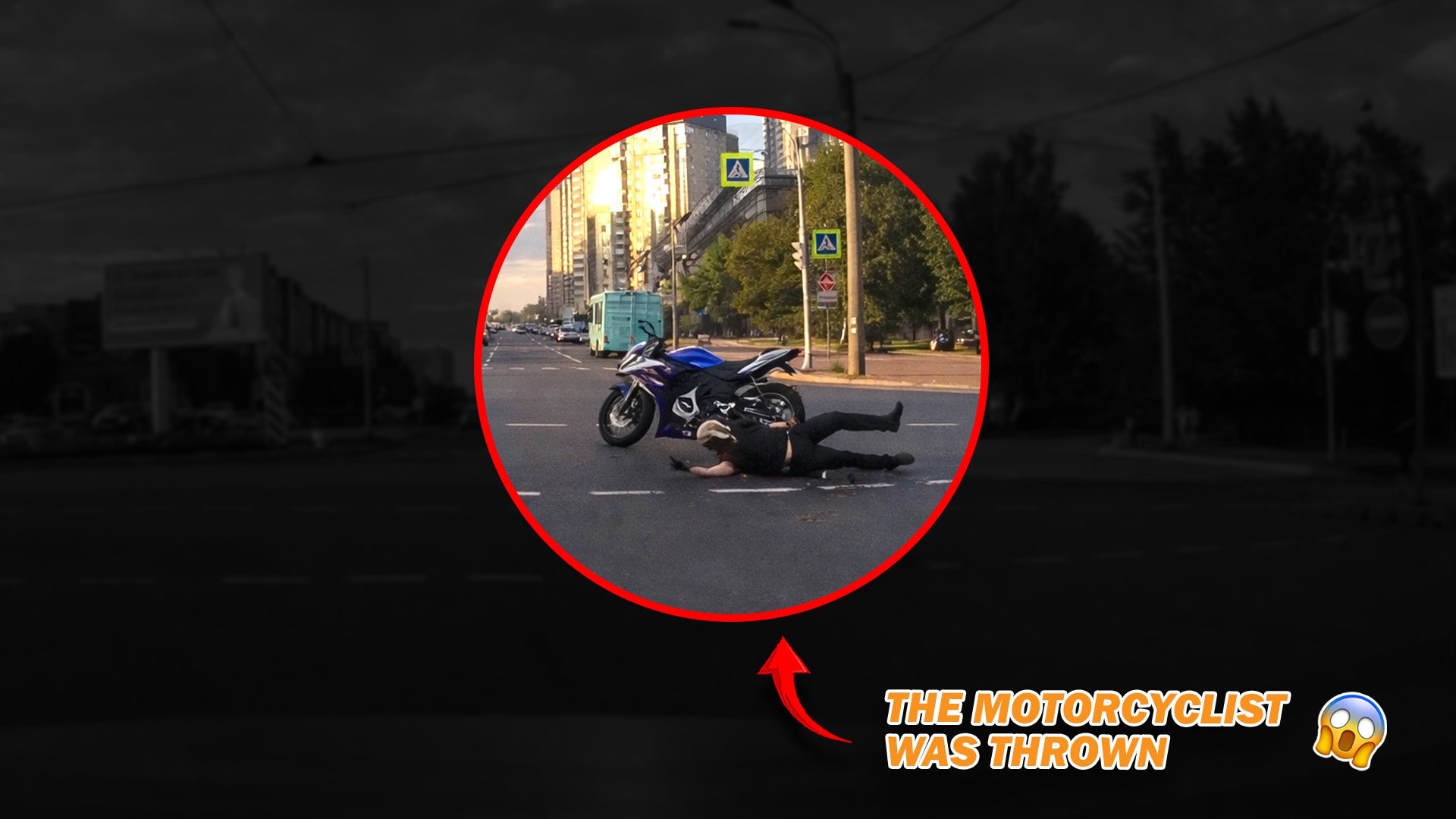How did this biker lose control right at the traffic light?