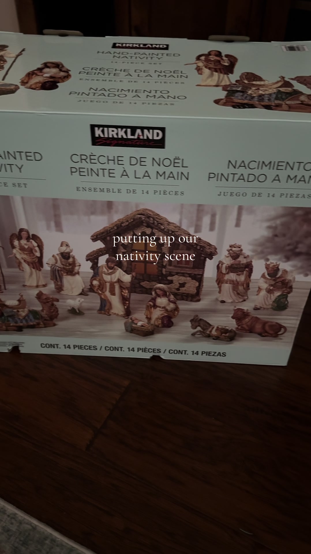 Setting up Kirkland hand painted nativity scene 14 piece Christmas ...