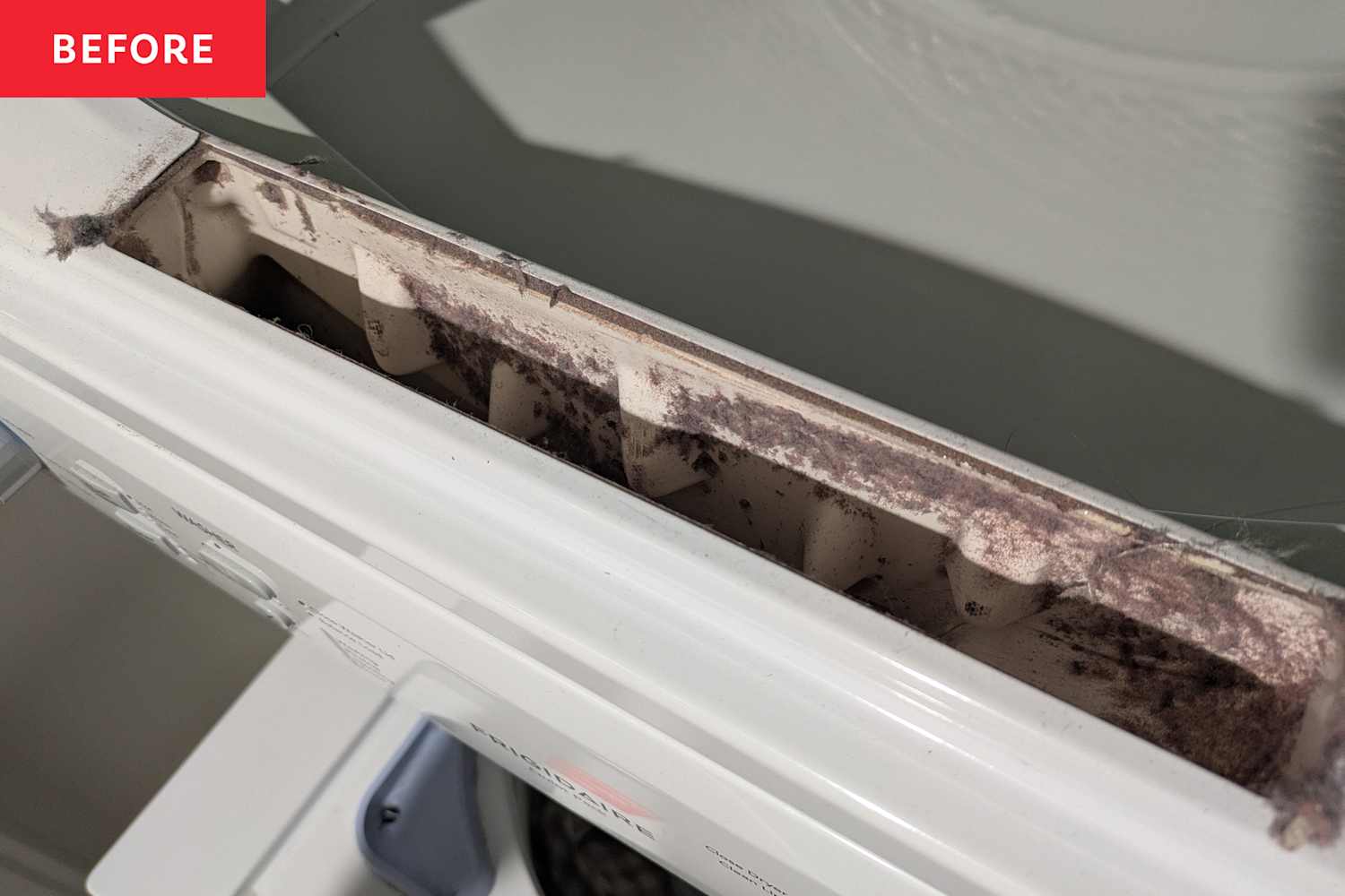 I used the vacuum paper towel tube hack to clean my dryer lint trap