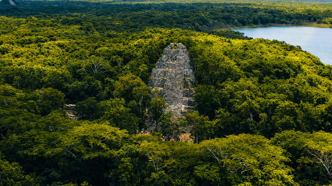 Ancient pyramid hidden deep inside a vast green jungle