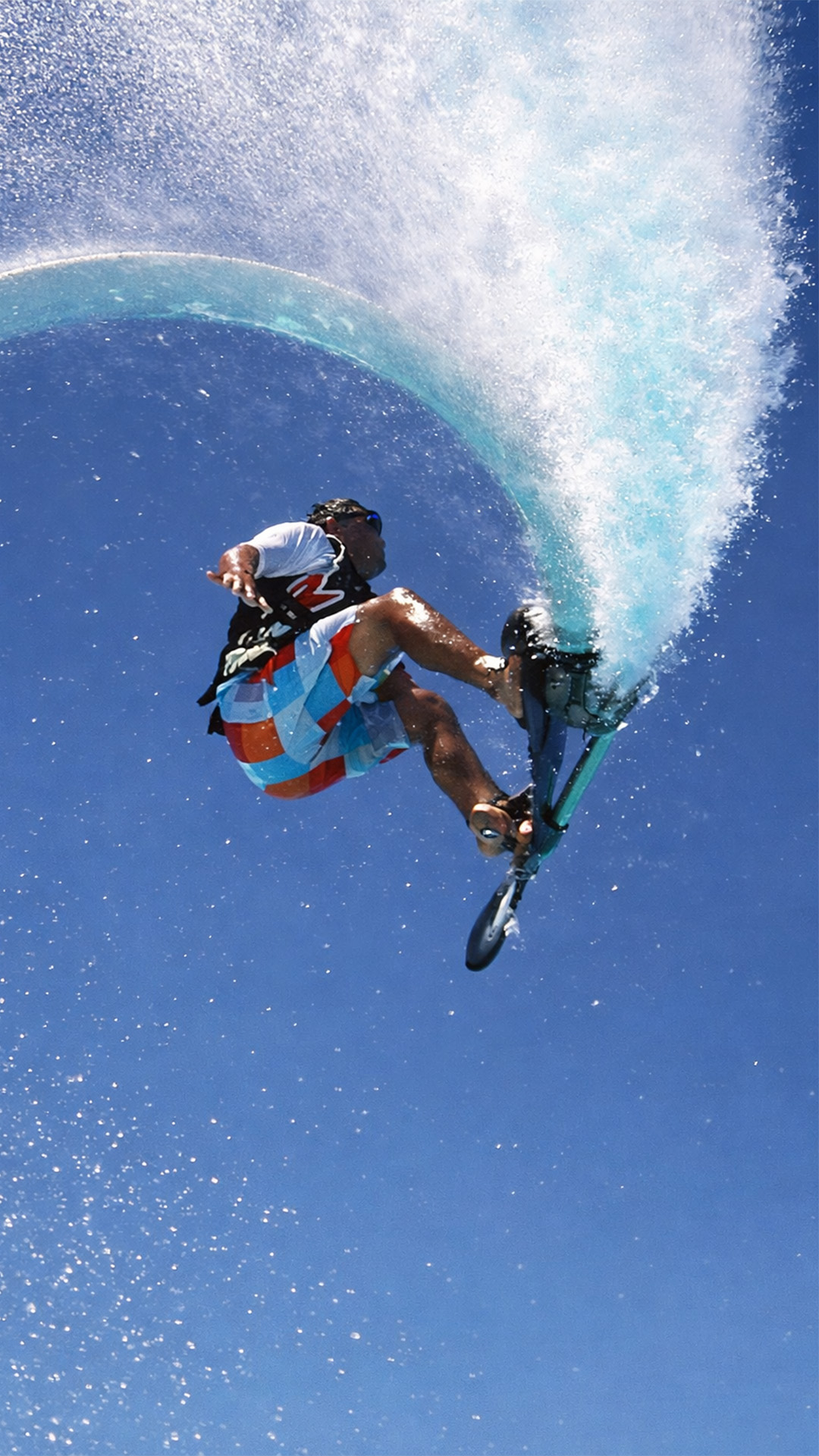 Gliding over water with a hoverboard on camera