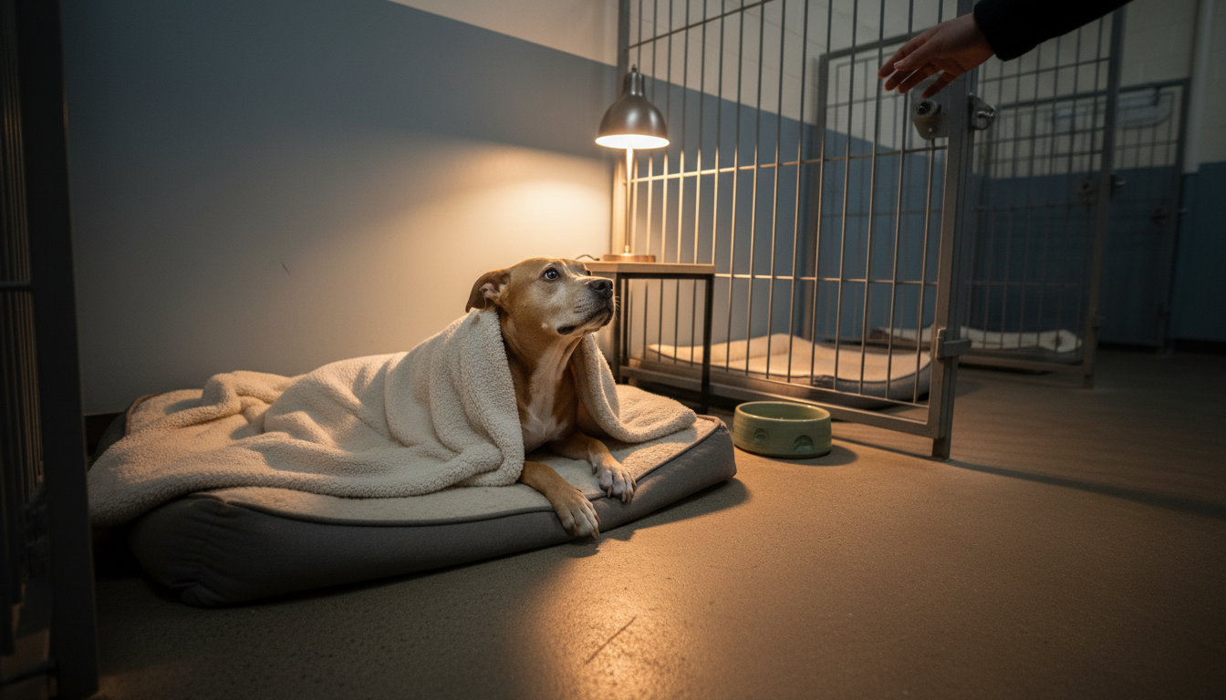 The sweet secret: This shelter dog won’t sleep until staff tucks her in