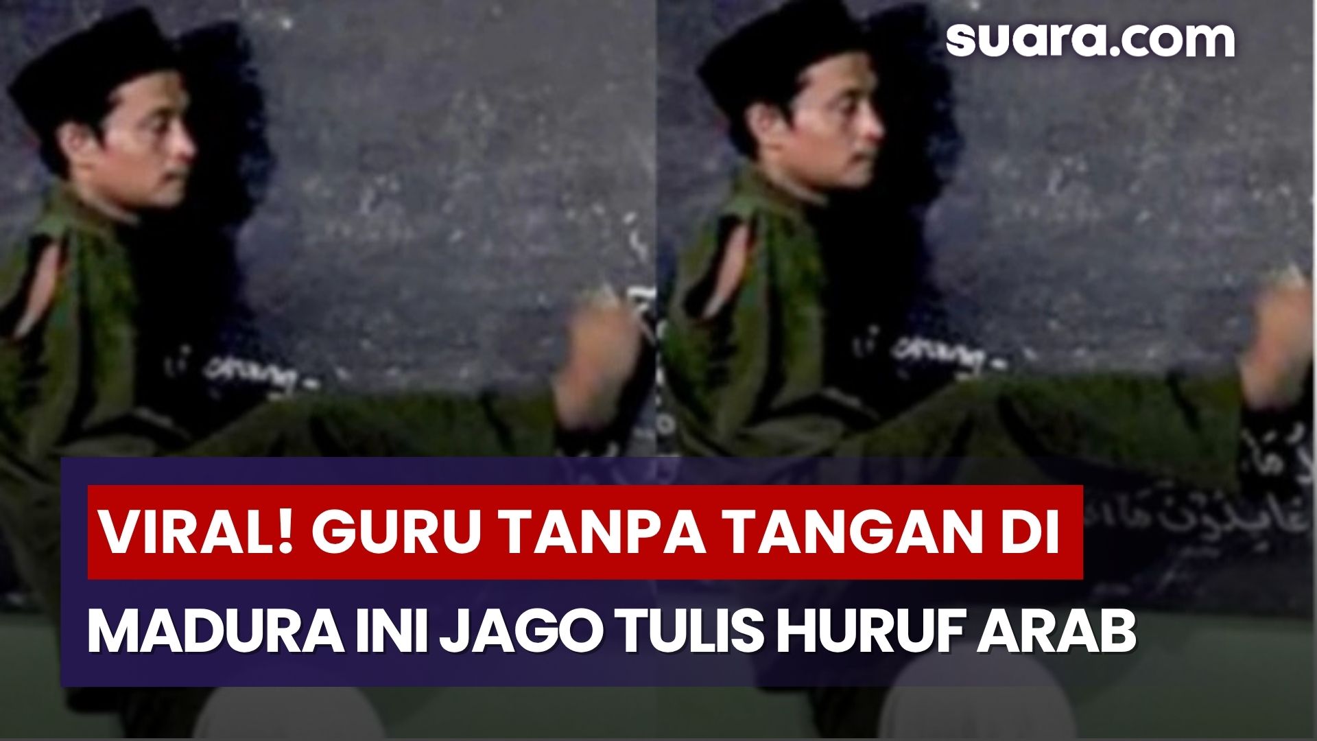 Viral! Guru tanpa tangan di Madura ini jago tulis huruf Arab